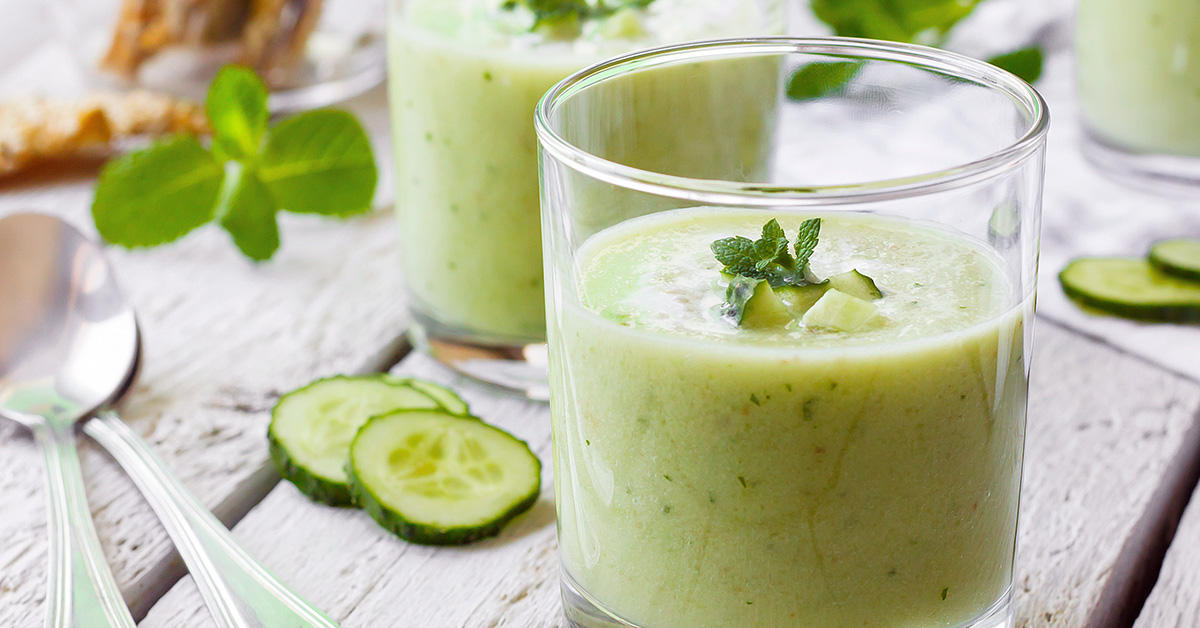 Sopa Fresca de Pepino e Menta - Dieta Biotrês - Entradas
